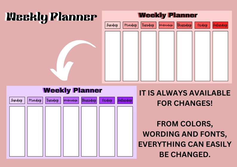Canva Template for a Weekly Planner, Weekly Template on Canva. - Etsy