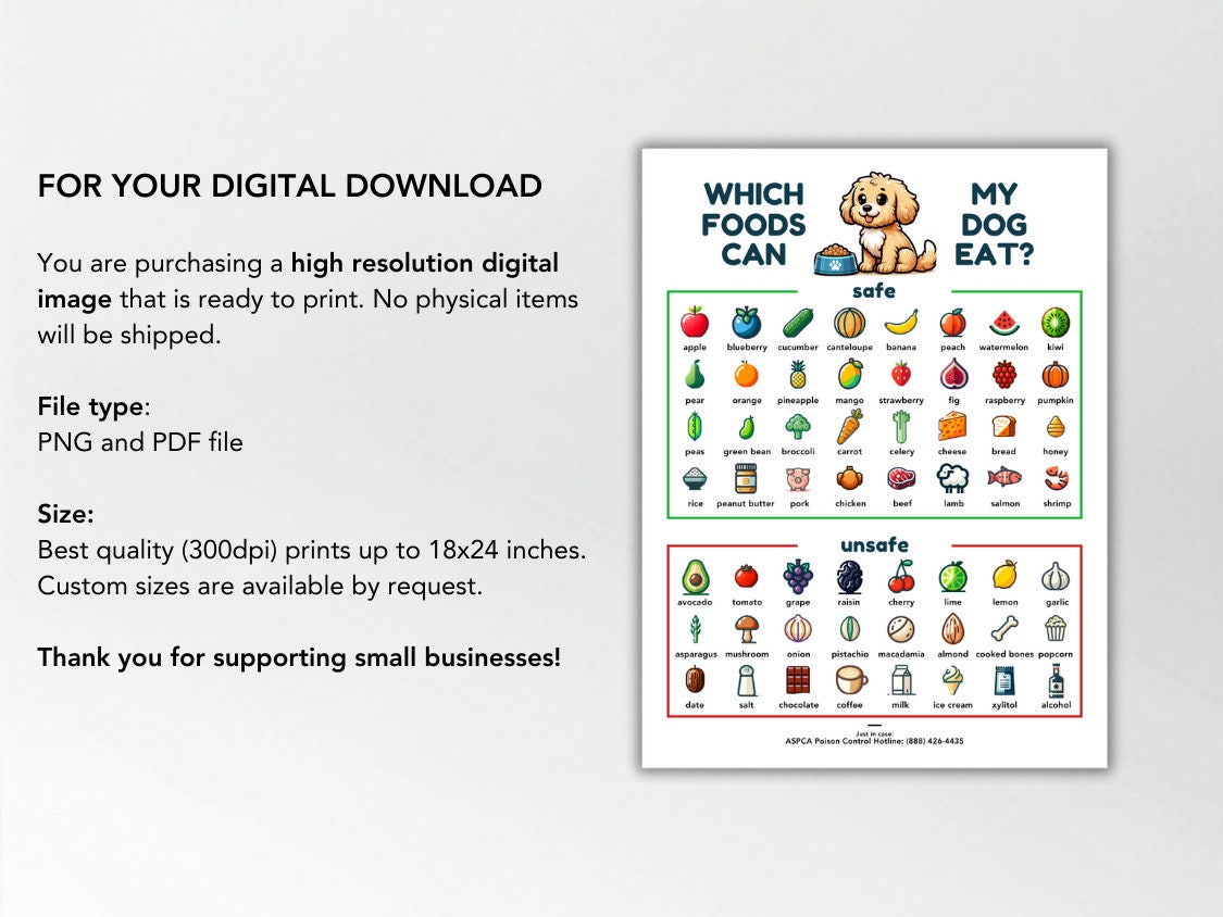 Safe/unsafe Dog Food Poster, Featuring a Golden Doodle Printable ...