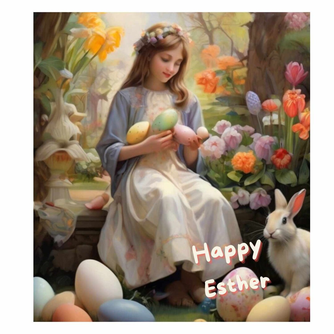 Printable Card Card, Queen Esther, Easter Card, White Bunnies, Eggs ...