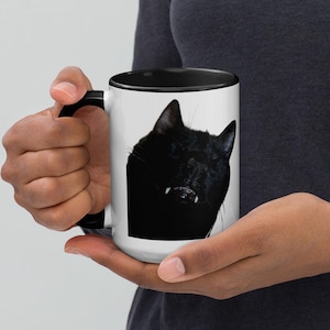 Black Cat Mug With Color Inside 15oz - Etsy