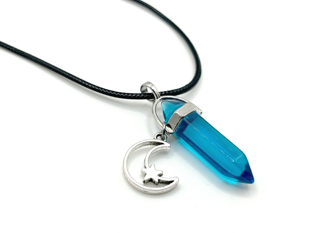 Communication Rune Necklace Blue Glass & Celestial Moon Pendant - Etsy