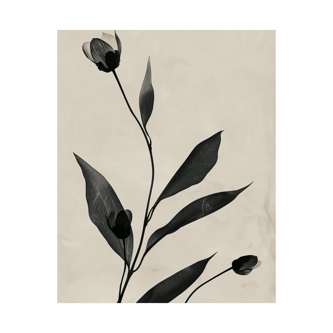 Botanical Floral Minimalist Monotone 2 Matte Vertical Posters - Etsy
