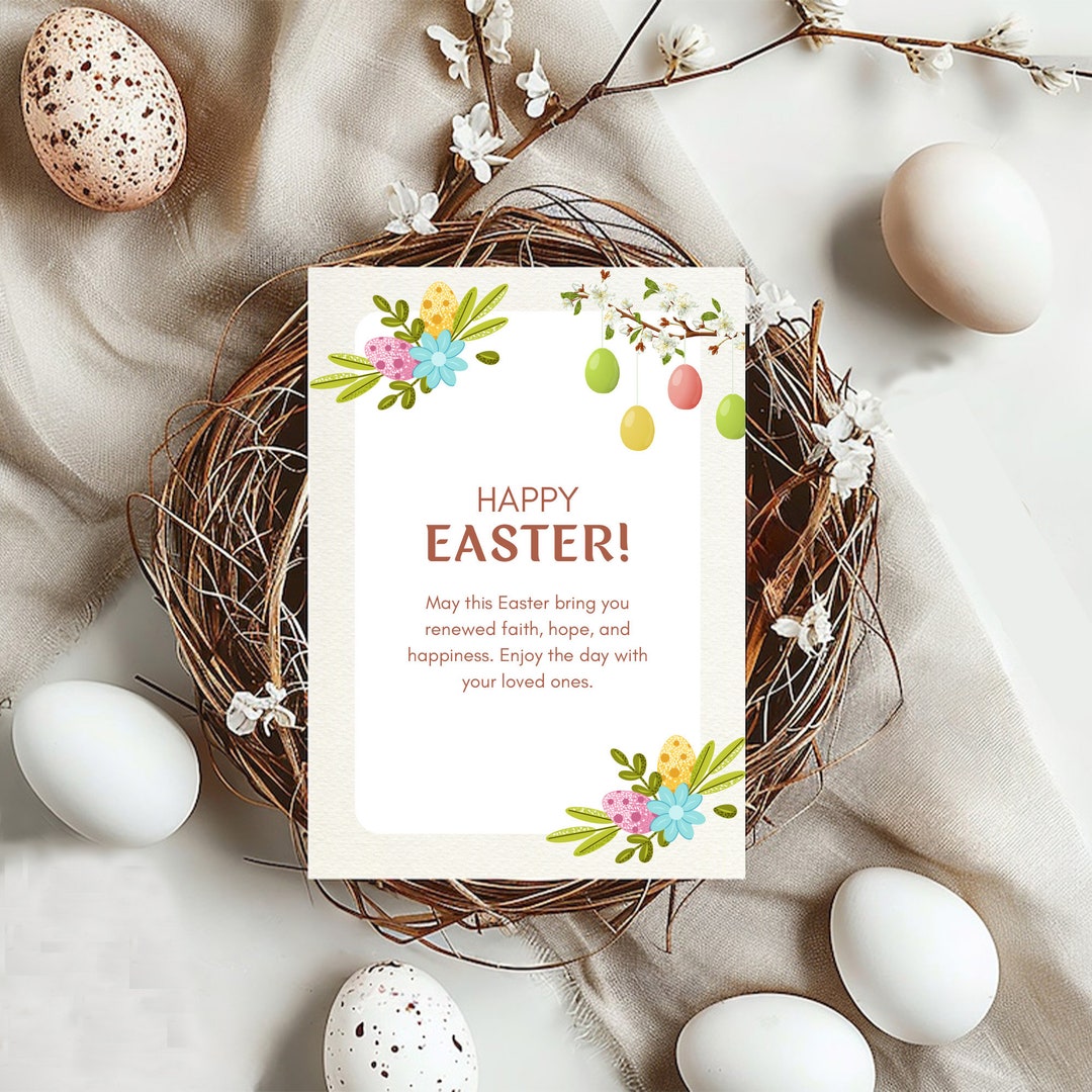 Floral Christian Happy Easter Bunny Card, Bible Verse Cards, Catholic ...