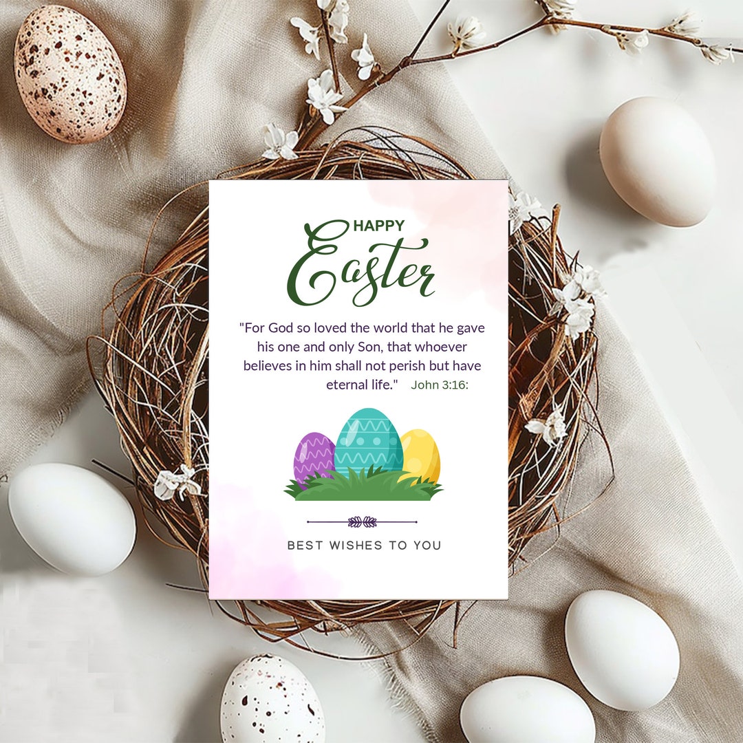 Christian Happy Easter Card, Religious Easter Eggs, Best Wishes to You ...
