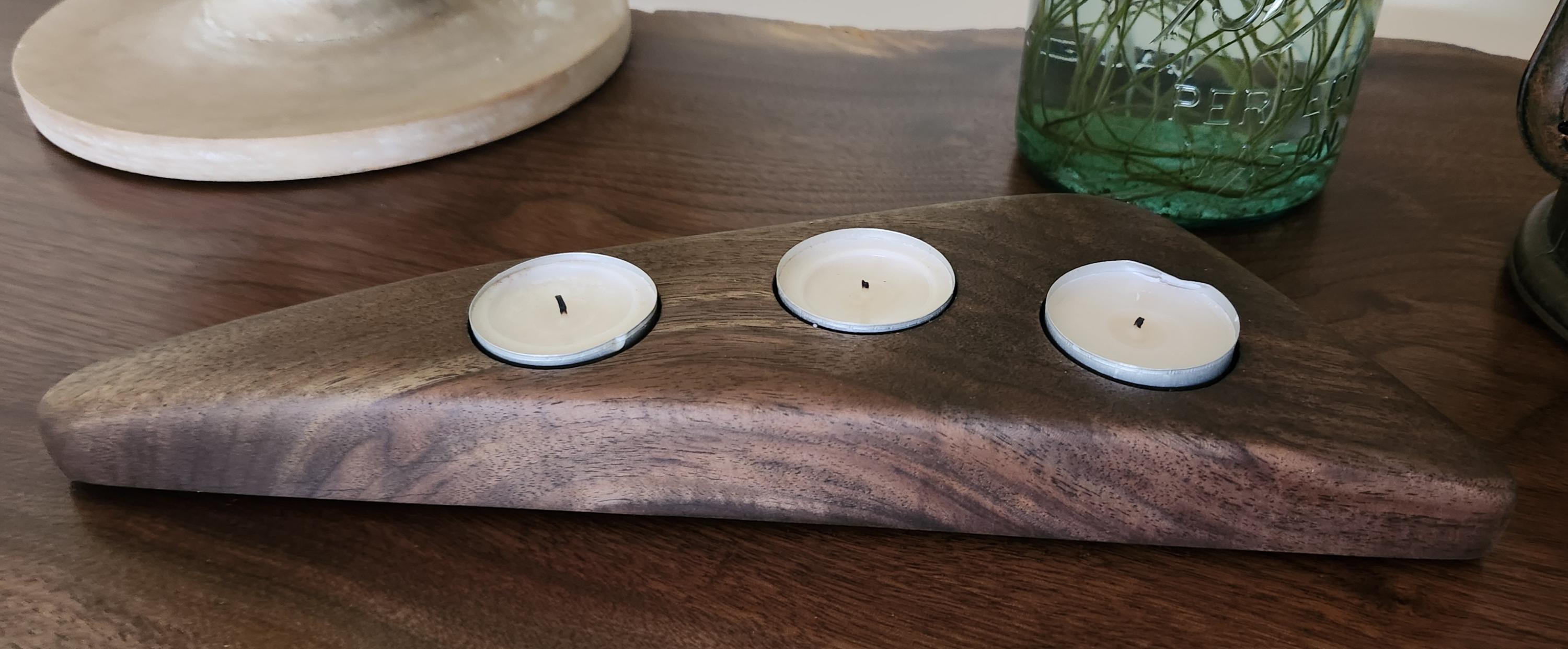Wood Candle Holder Table Walnut Centerpiece Decor Mantlepiece Mantle ...