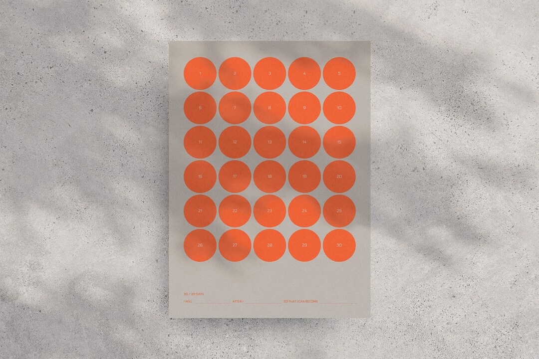30 Day Challenge Poster No.1, Goal Tracking, Printable, Minimalistic ...