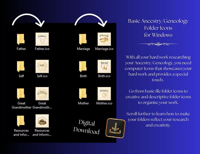 Genealogy Desktop Folder Icons for PC - Ancestry Home Screen ...