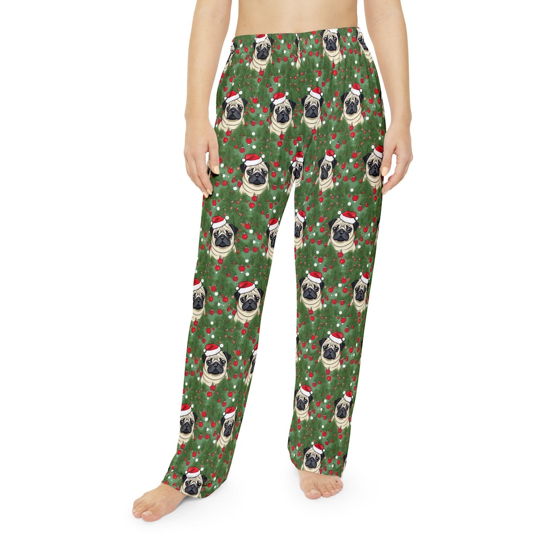 Holiday Fawn Pug Women's Pajama Pants, Pug Dog Lover Gift Idea ...