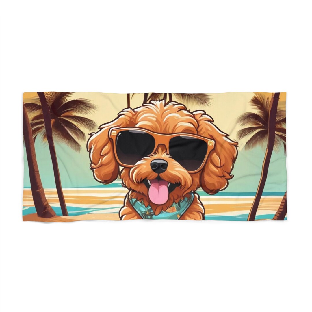 Cavapoo Dog Beach Towel, Cartoon Animal Lover Gift, Fun Pool Towel ...