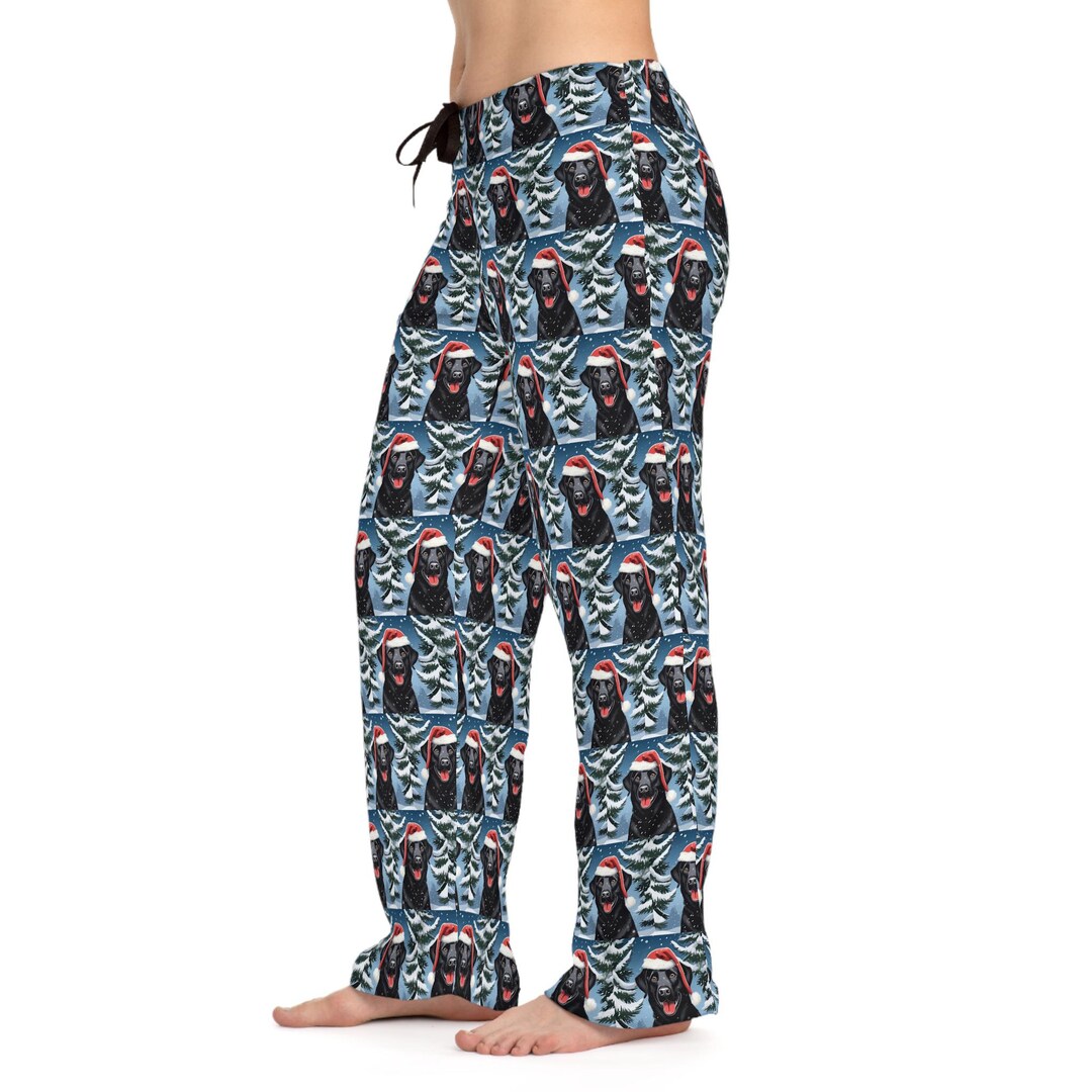 Black Lab Santa Hat Women's Pajama Pants, Dog Lover Gift, Comfy ...