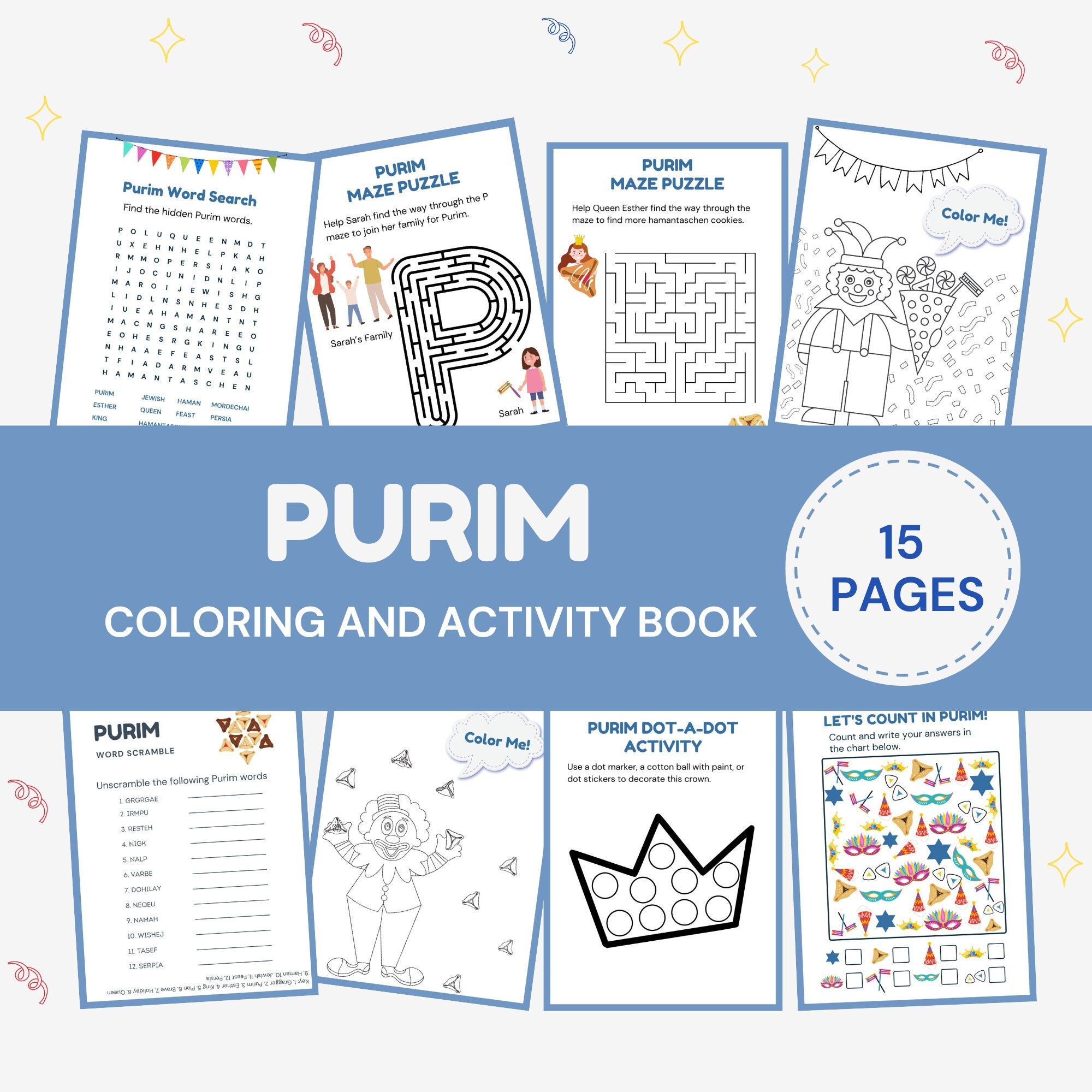 Purim for Children, Purim Activity Book, Jewish Education, Purim ...