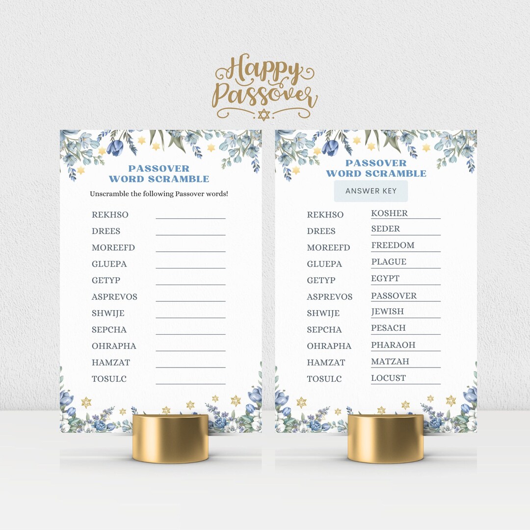 Passover Game, Word Scramble Game, Fun Passover Activities, Seder ...