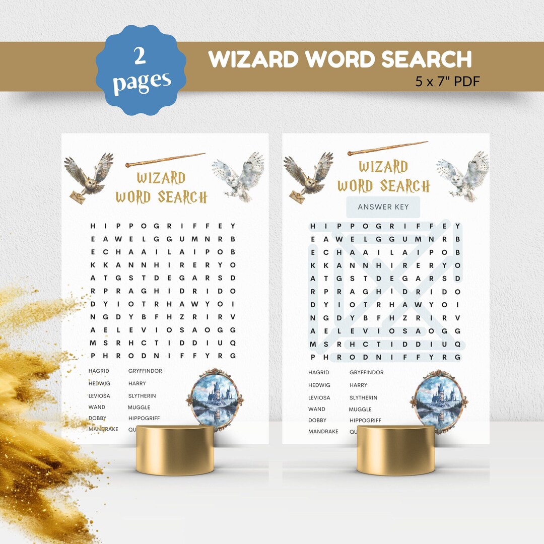 Wizard Word Search, Printable Wizard Party Games, Wizard Party Activity, Wizard School Game ...