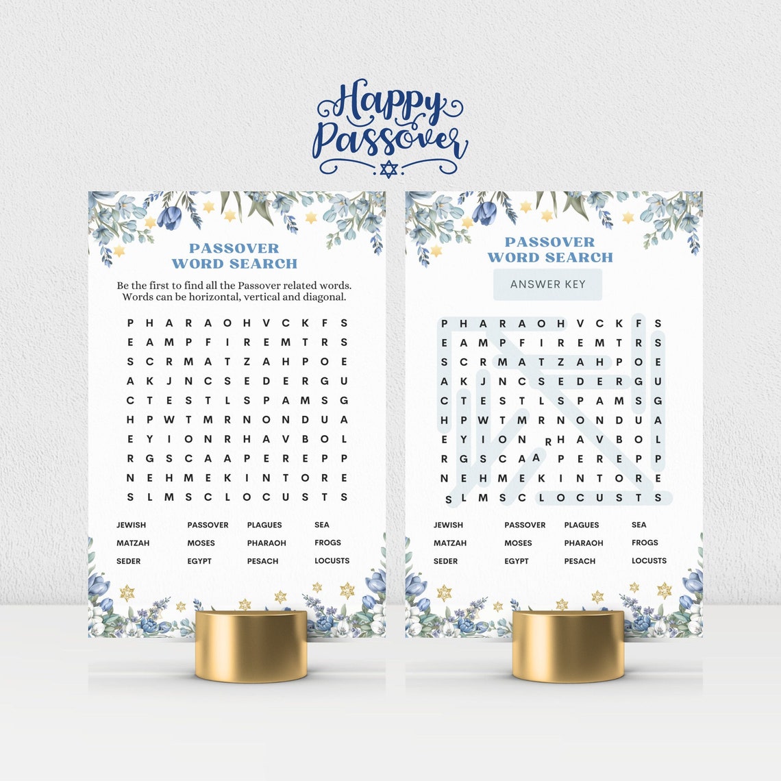 Passover Word Search, Printable Jewish Games, Passover Games, 5x7" PDF ...