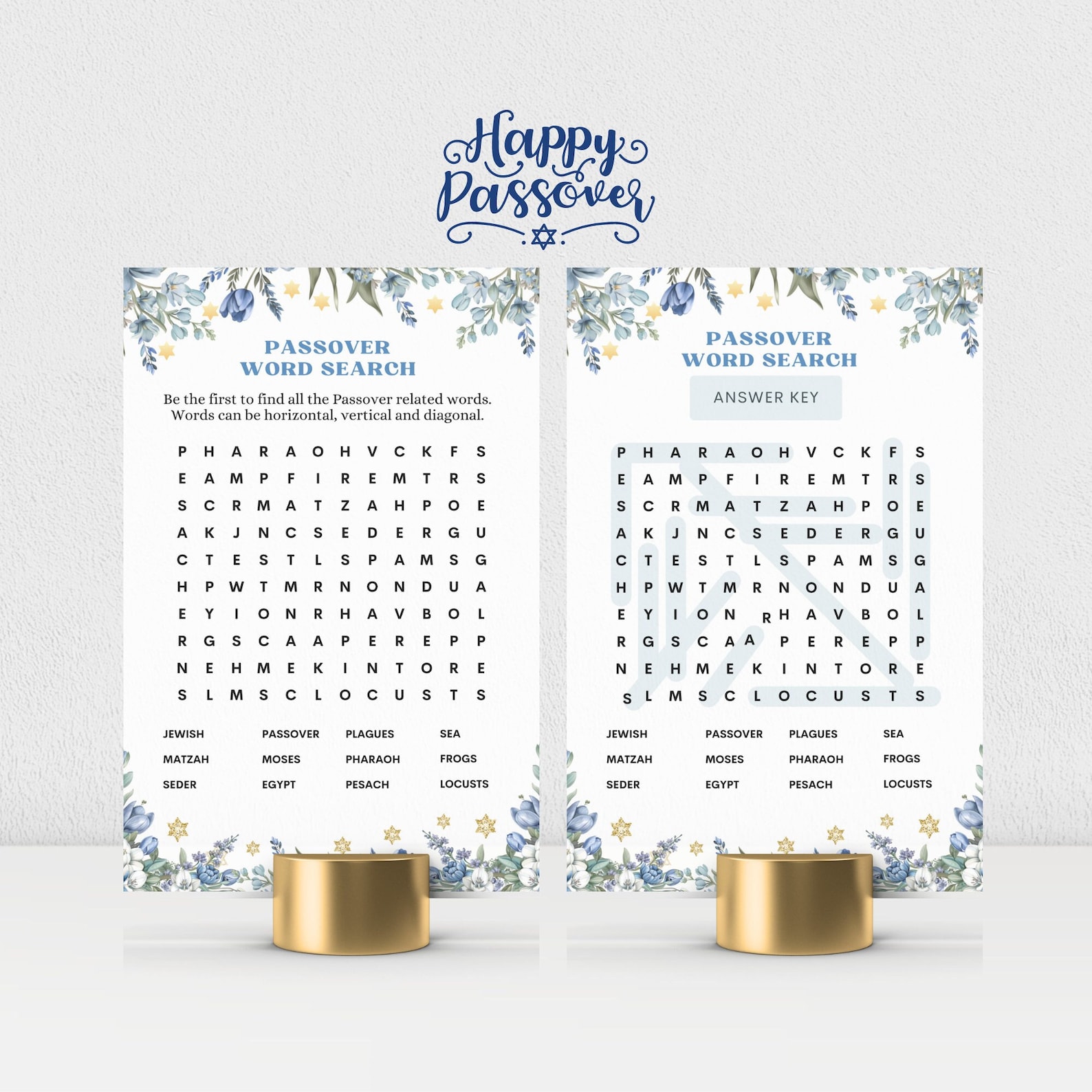 Passover Word Search, Printable Jewish Games, Passover Games, 5x7" PDF ...