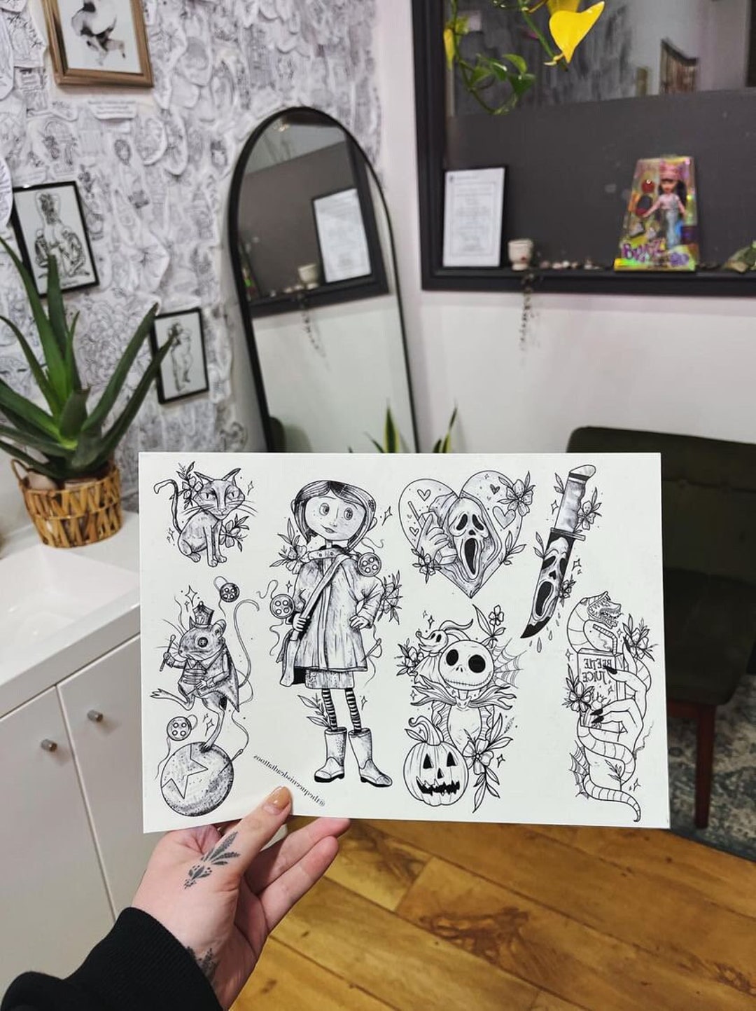 Temporary Tattoos / Large A4 Sheet / Halloween Coraline Scream Beetle ...