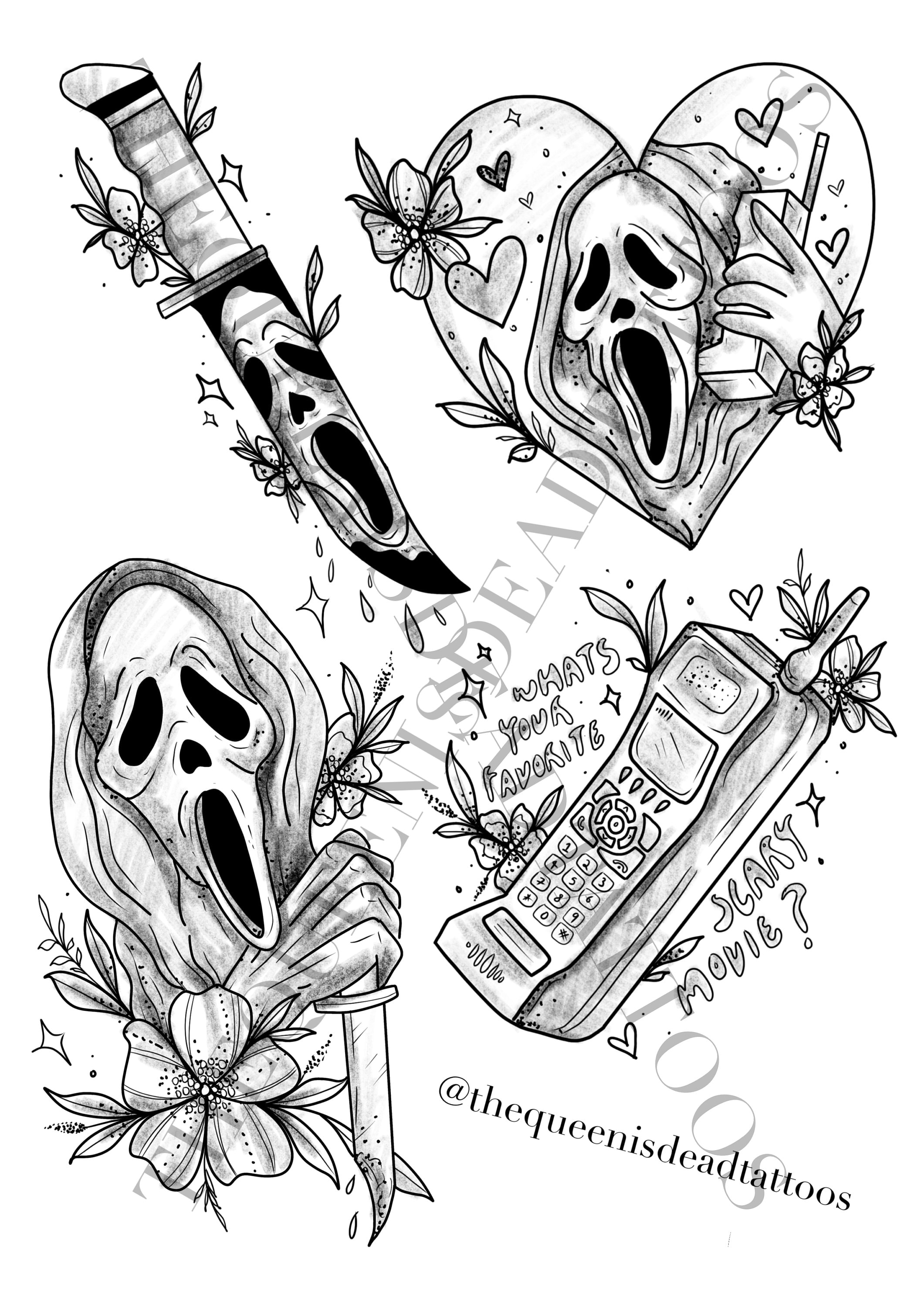 Scream Scary Movie Horror Temporary Tattoos / Large A4 Sheet ...