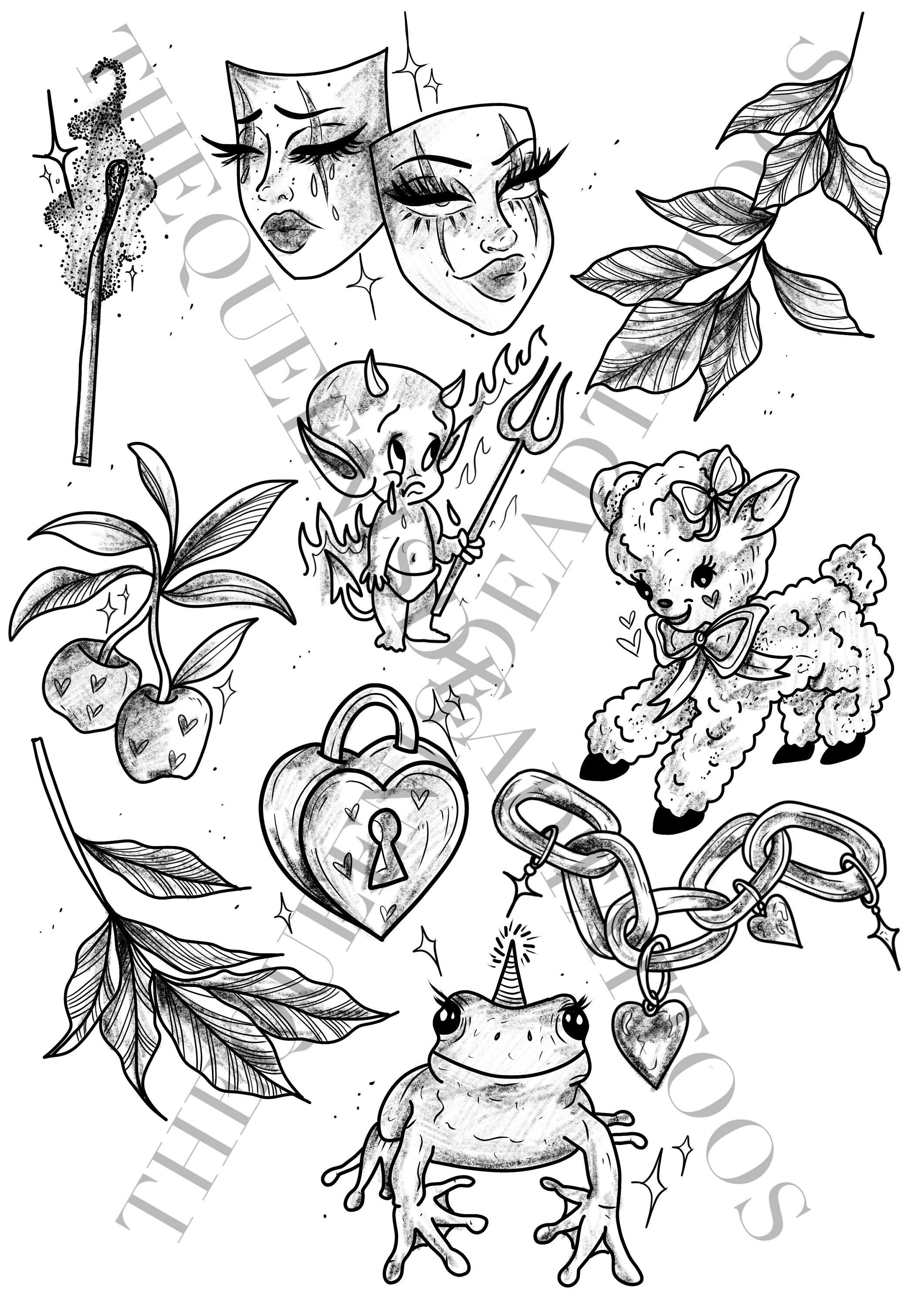 Cute Flash Temporary Tattoos Designs / Large A4 Sheet ...