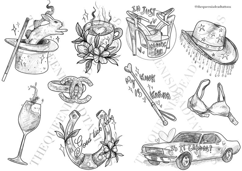 Chapell Roan Tattoo Flash / Cowboy Cowgirl Western Temporary Tattoos ...