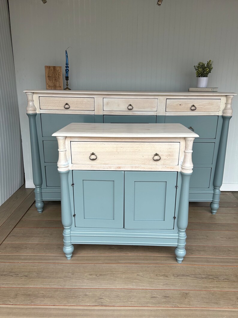 Refinished Teal Bedroom Set, Buffet Set With Nightstand - Etsy