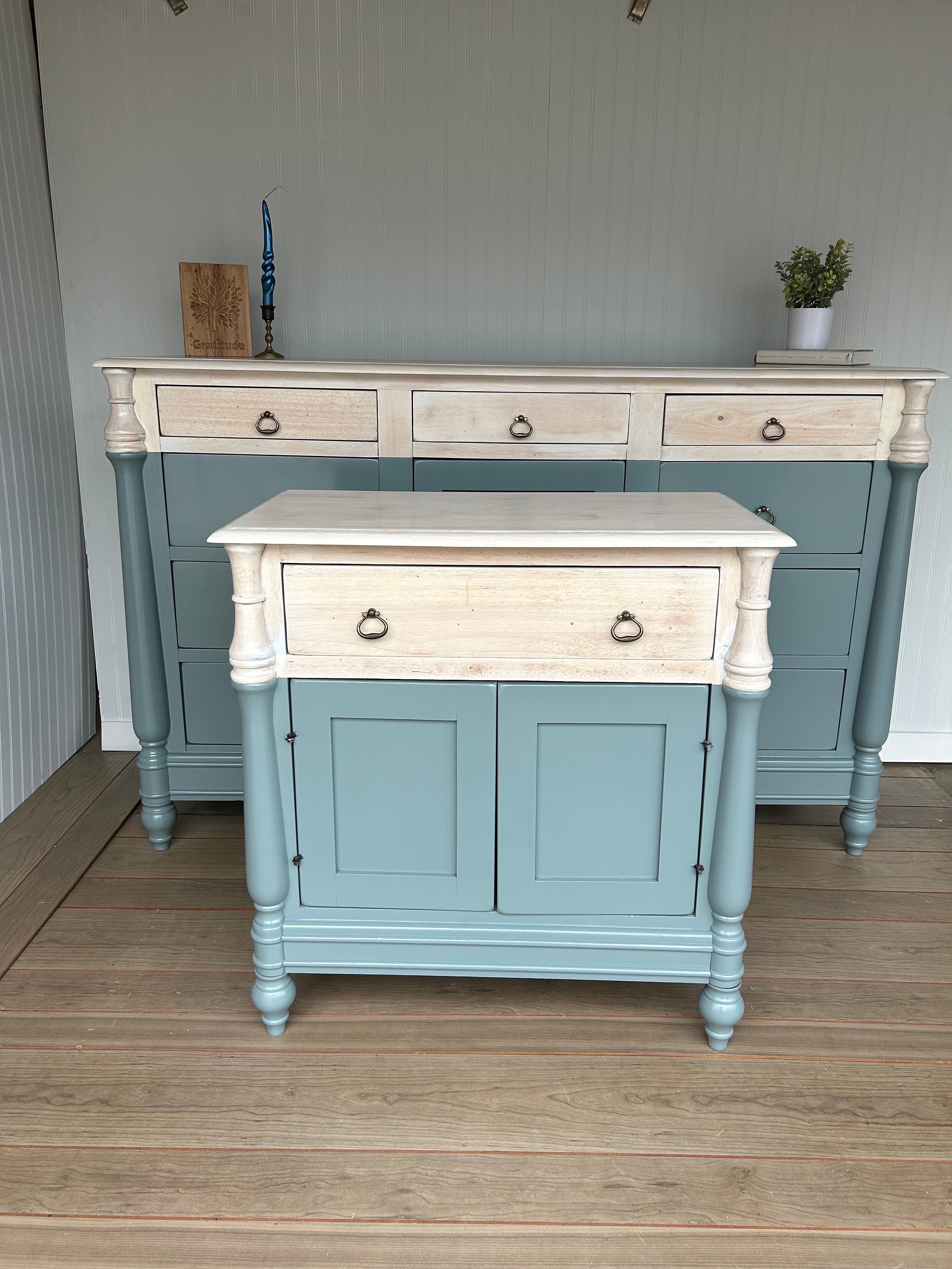 Refinished Teal Bedroom Set, Buffet Set With Nightstand - Etsy