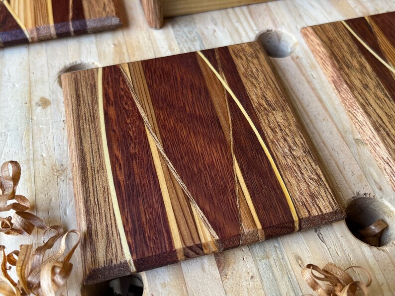 Timber Wooden Coasters With Stand Set of 4 Gift Fathers Day Birthday ...