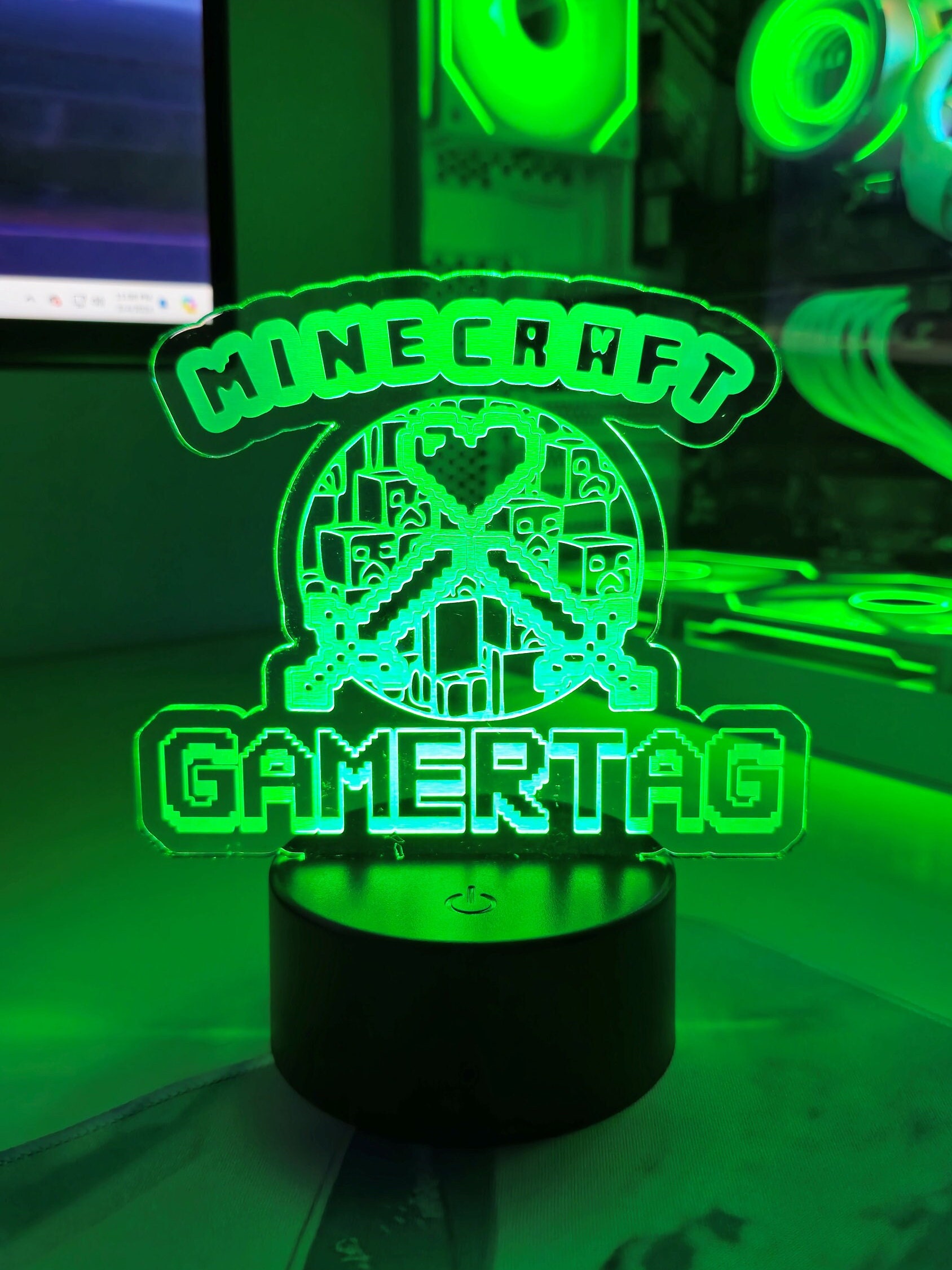 Minecraft Led Light Personalized Acrylic Night Light Custom Gamertag 3D ...