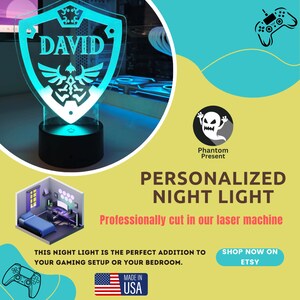 Zelda Night Light Personalized Zelda Shield Legend of Zelda Led Lamp ...