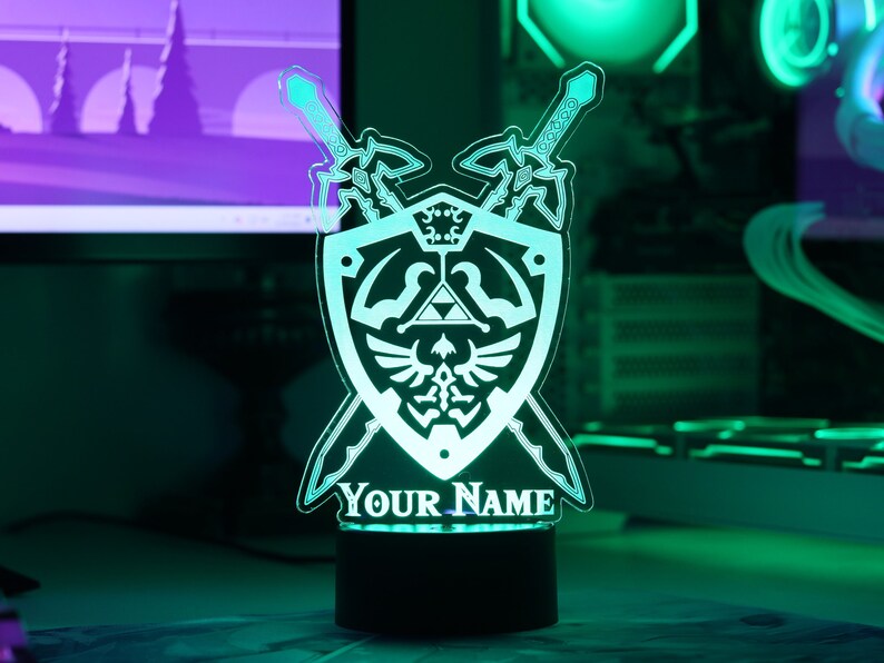 Legend of Zelda Night Light Sword and Shield Personalized Multicolored ...