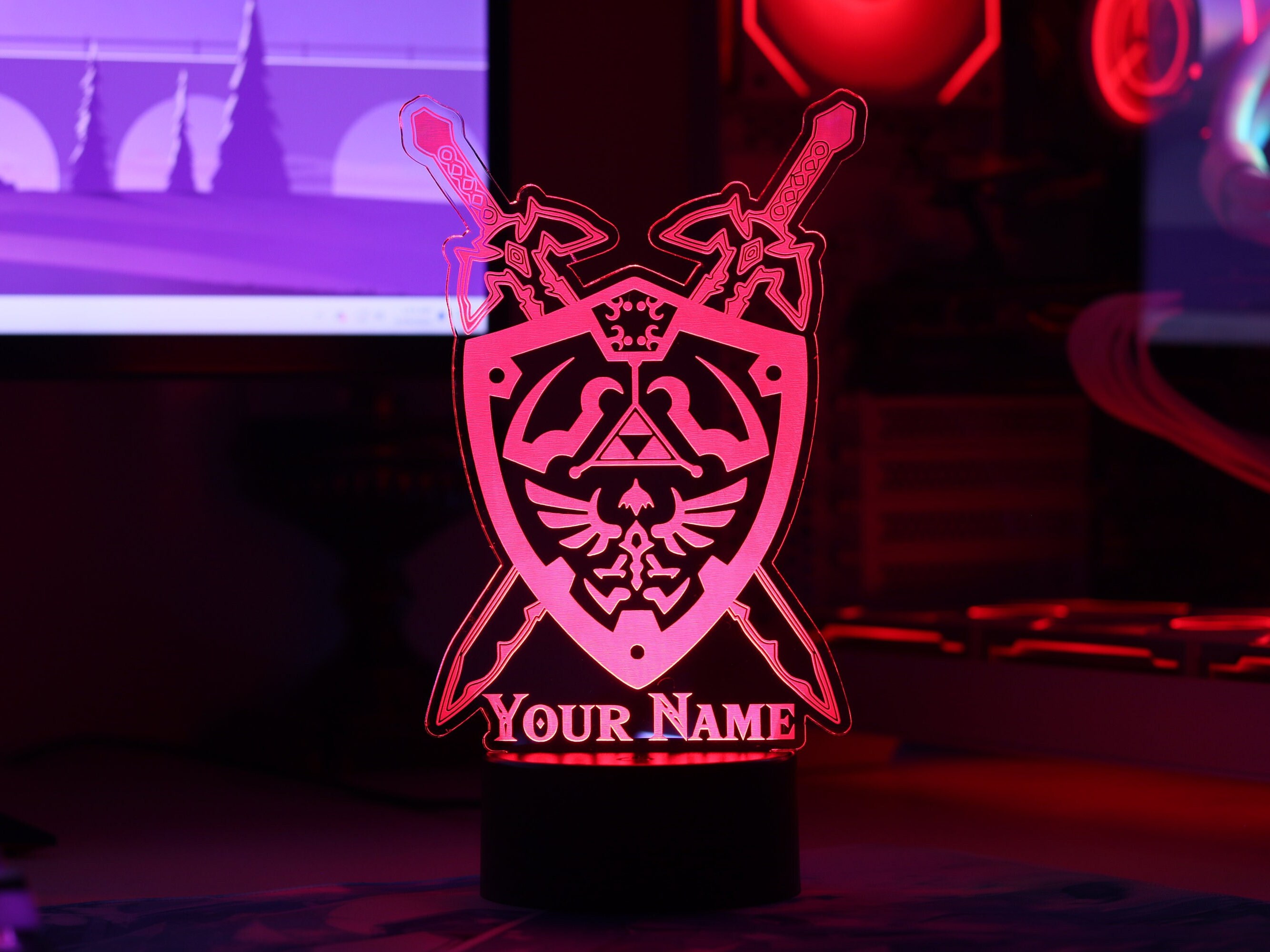 Legend of Zelda Night Light Sword and Shield Personalized Multicolored ...