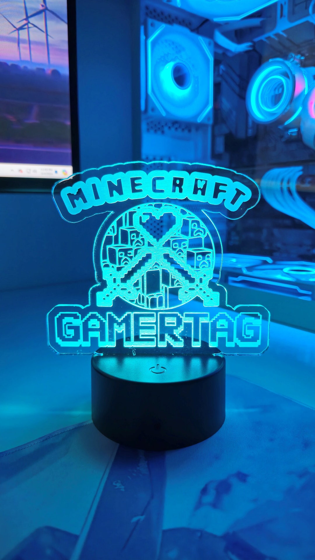 Minecraft Led Light Personalized Acrylic Night Light Custom Gamertag 3D ...