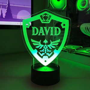 Zelda Night Light Personalized Zelda Shield Legend of Zelda Led Lamp ...