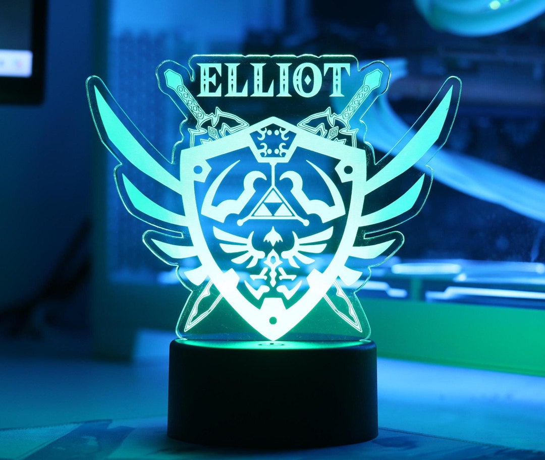 Legend of Zelda Led Light Hyrule Shield and Sword Custom Name Night ...