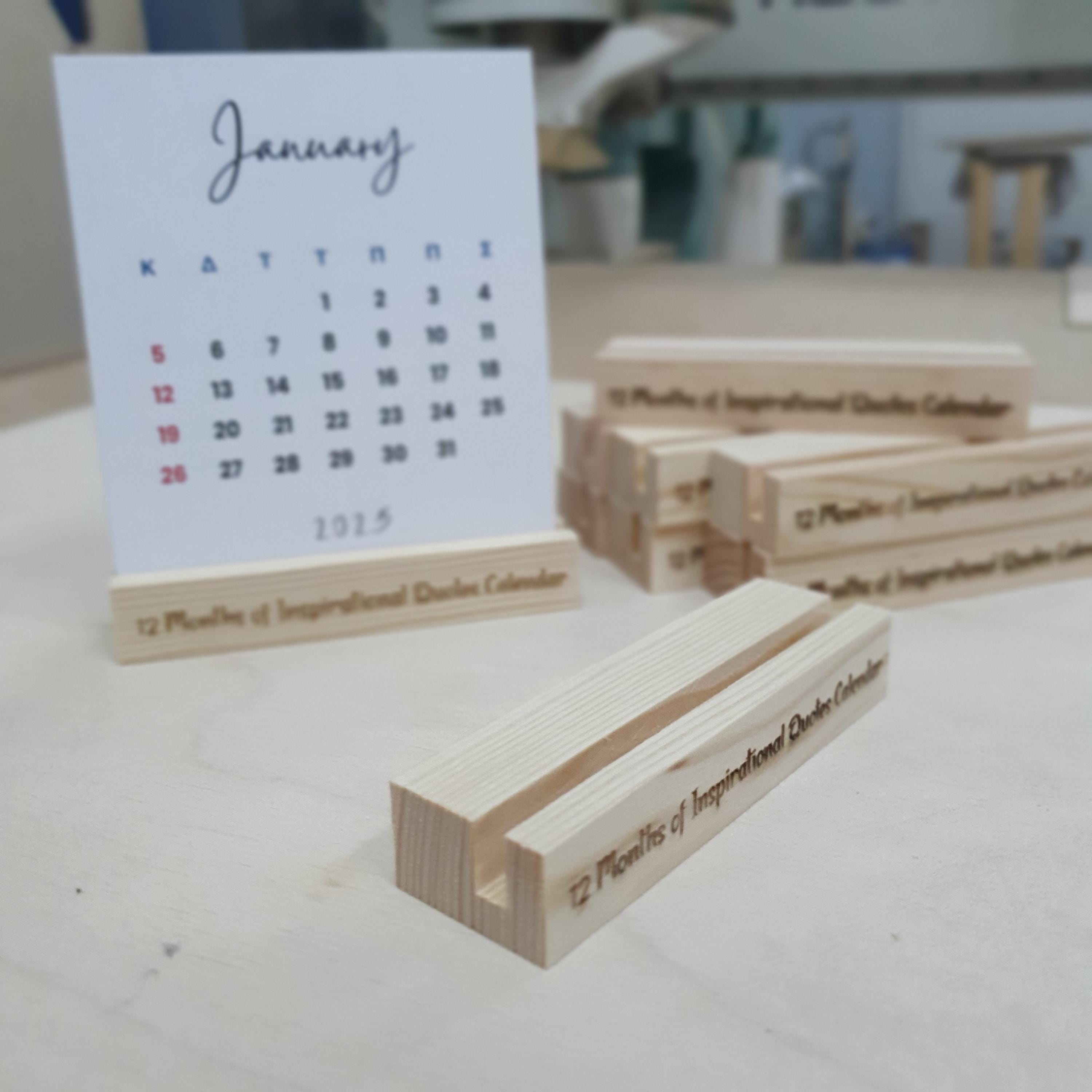 Personalized Pine Wood Calendar Stand: Minimalist Desk Decor - Etsy
