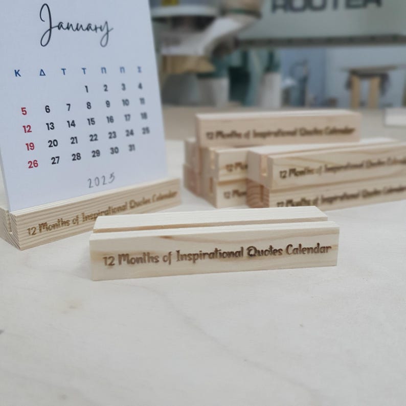 Personalized Wooden Calendar Stand, Pine Wood Tabletop Base, Unique ...