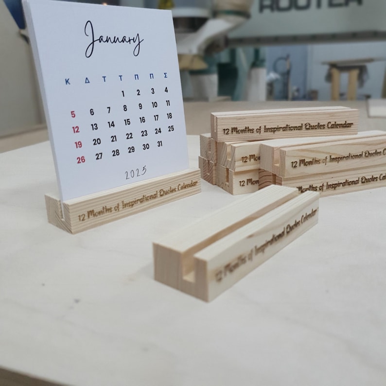 Personalized Wooden Calendar Stand, Pine Wood Tabletop Base, Unique ...