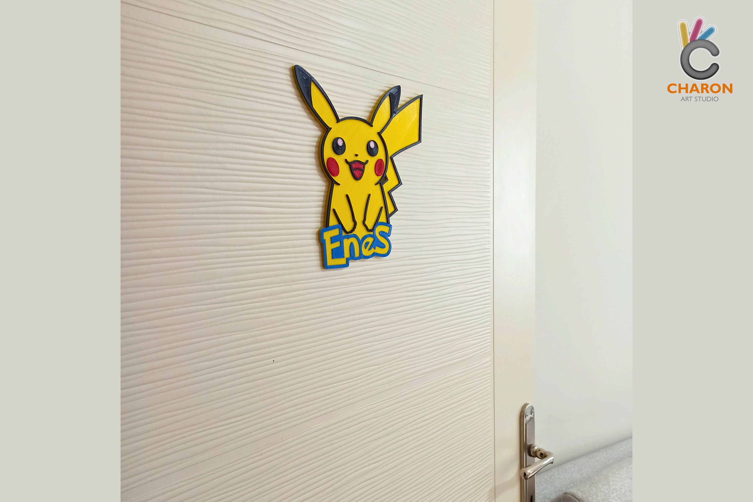Pikachu Personalized Name Sign: 3D Cartoon Door Decor - Etsy