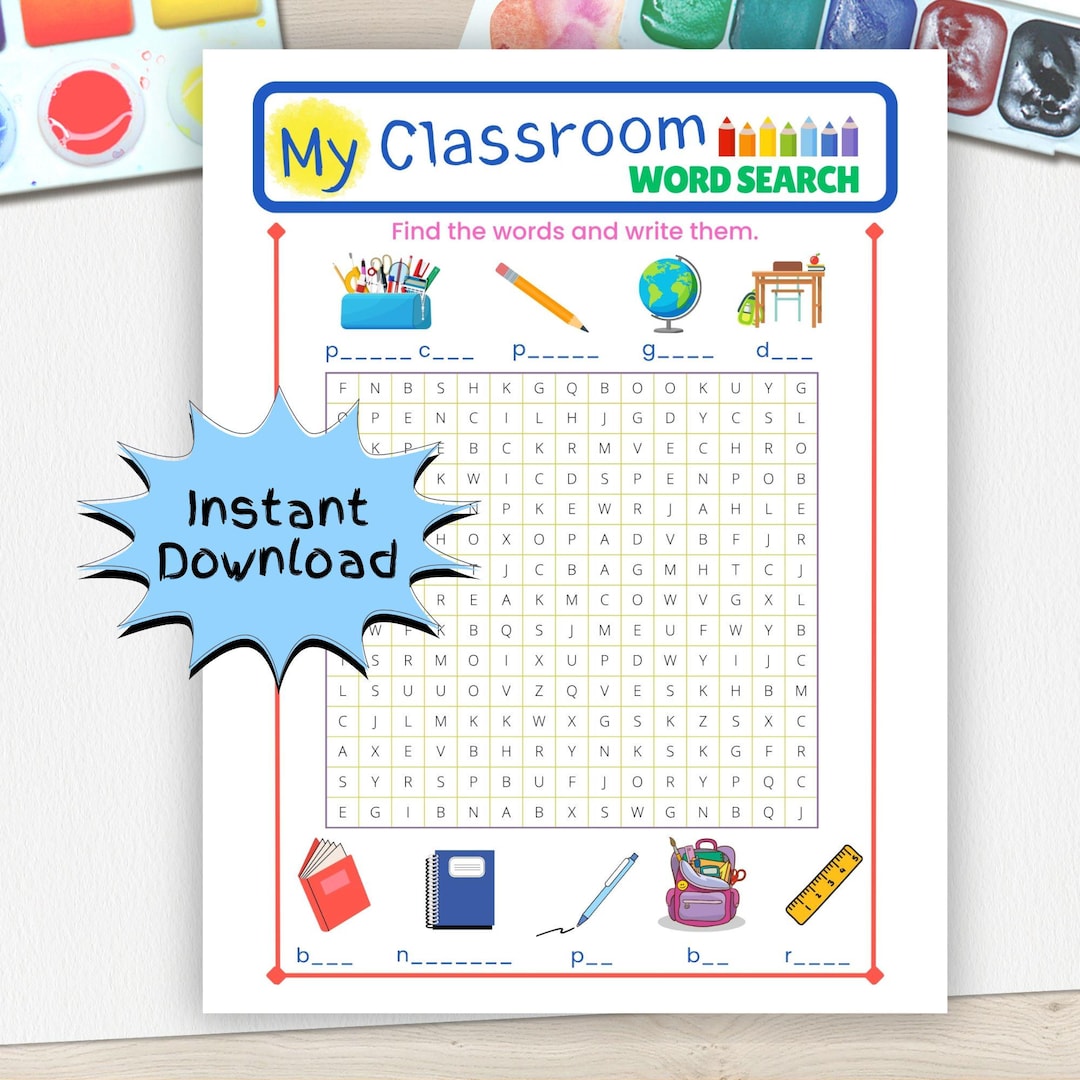 Classroom Word Search Activity, Back to School I Spy Game (resource PDF ...