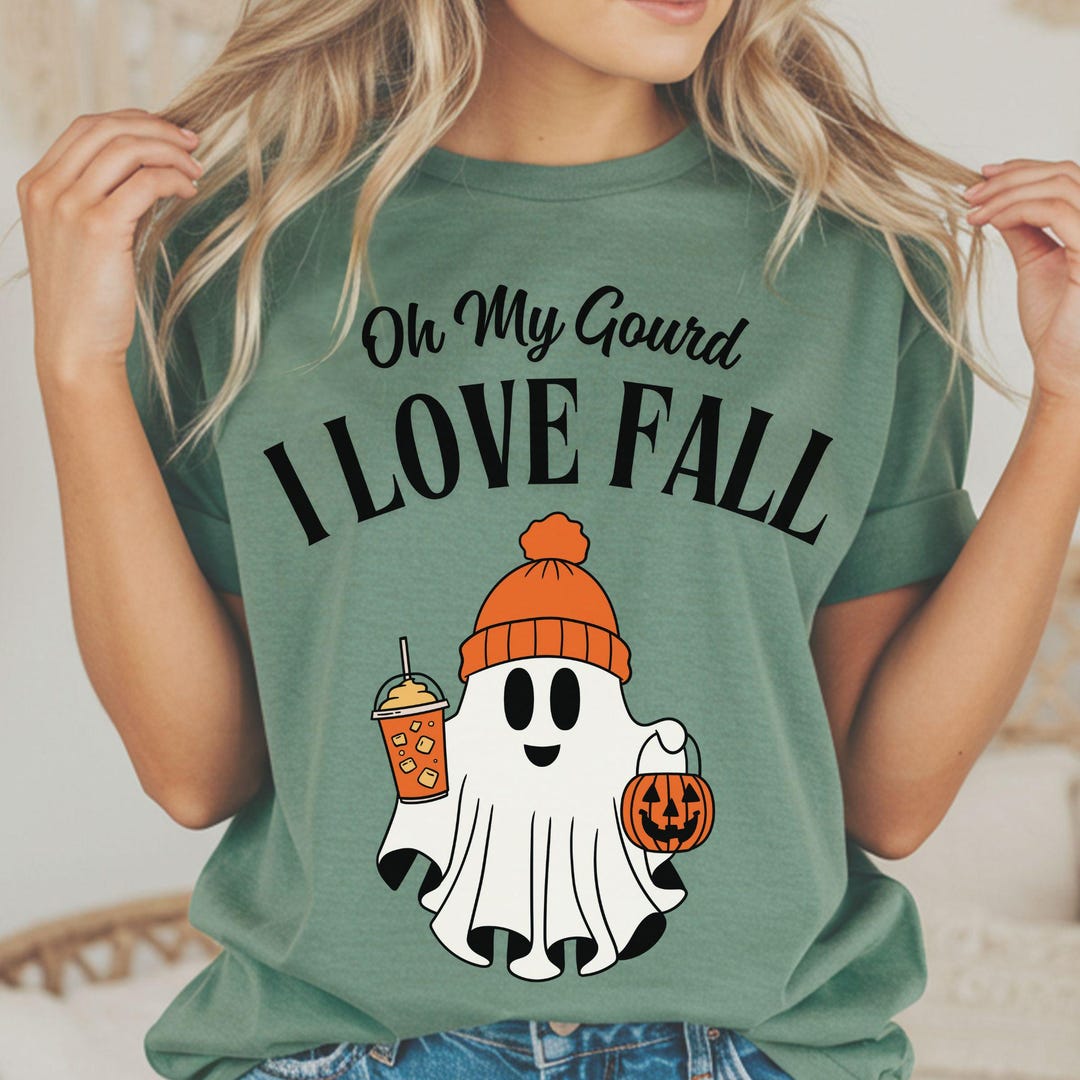 Cute Ghost Png, Preppy Ghost Png, Oh My Gourd I Love Fall, Preppy ...