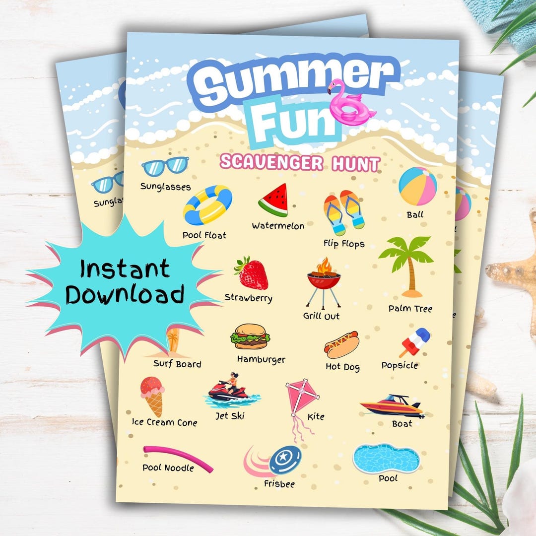 Kids Summer Scavenger Hunt Printable: Beach Trip Activity (PDF Download ...