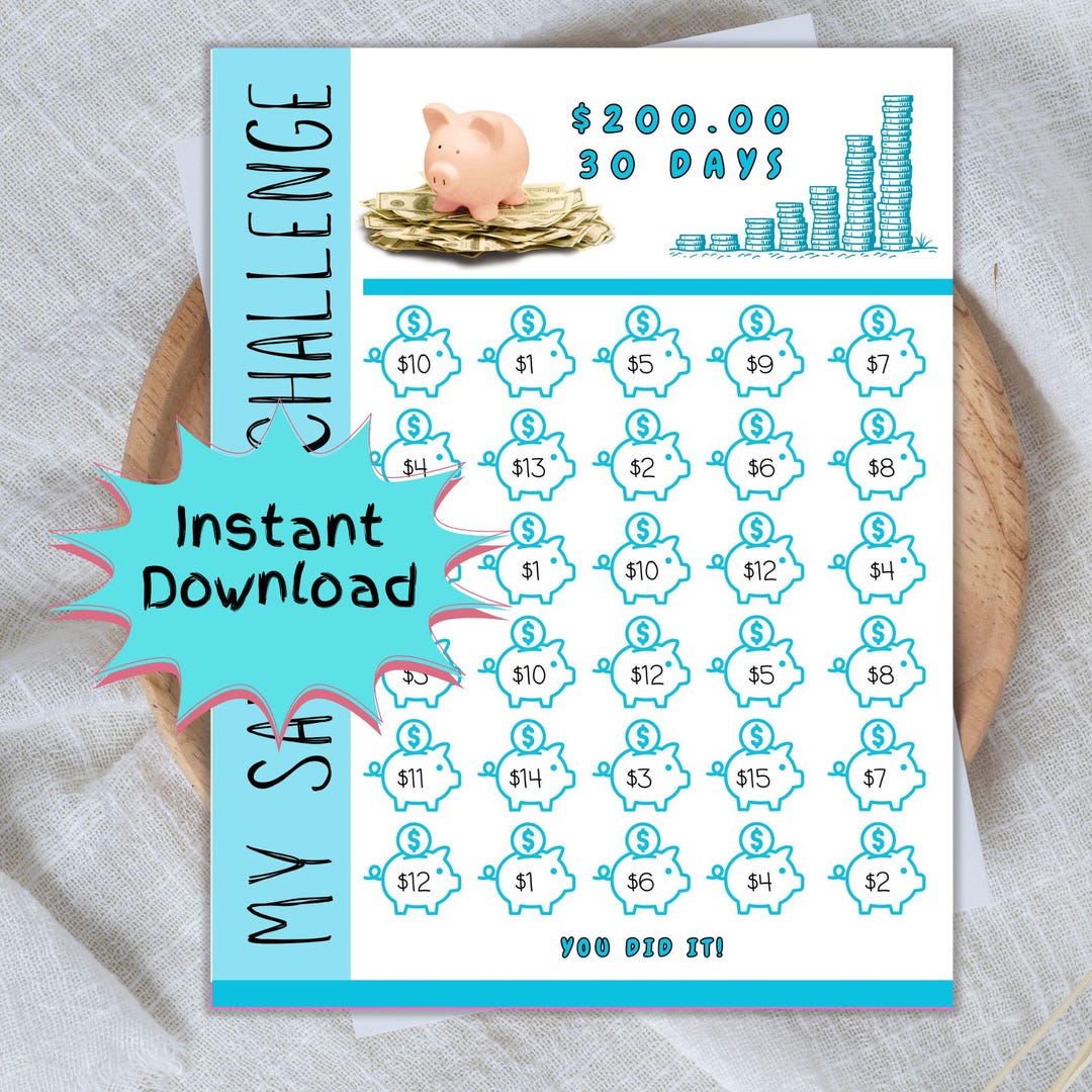 30 Day Savings Challenge Printable: Budget Planner for Students (PDF ...