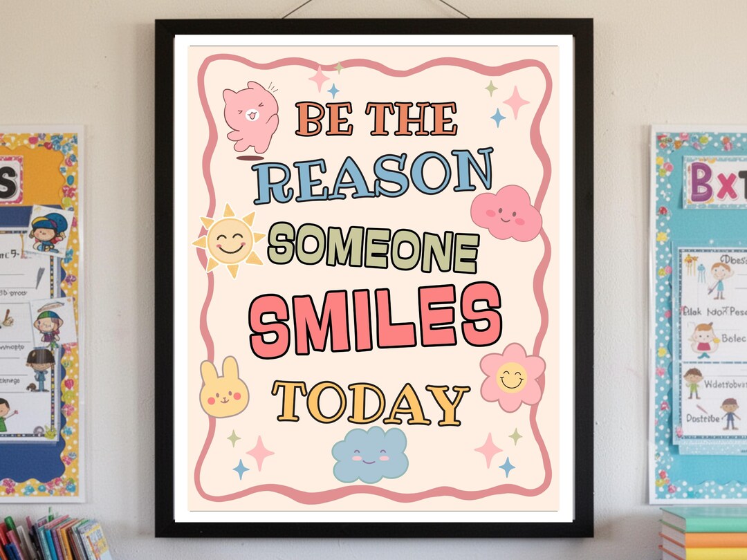 Retro Classroom Poster: Be the Reason Someone Smiles Today (PDF ...