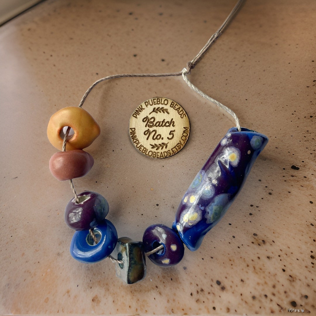 Handmade Porcelain Beads | Set of 7 | Assorted Bohemian and Boho Shades ...
