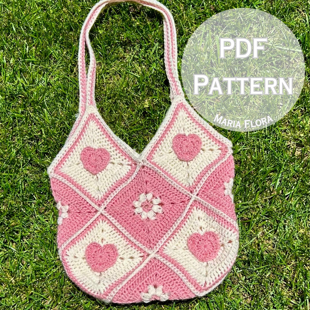 Pink Sweetheart Tote Bag PDF PATTERN, Crochet Bag, Pink Crochet Bag ...