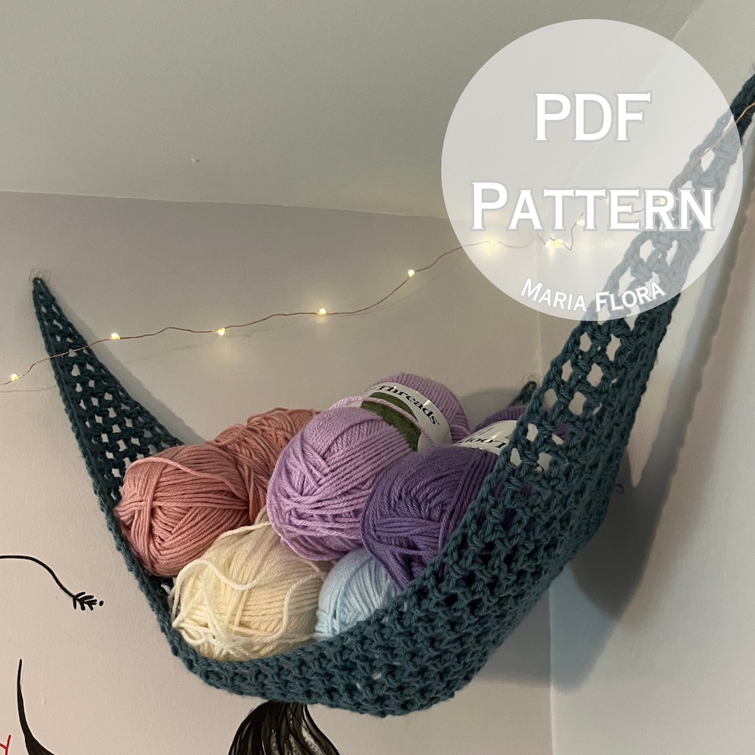 Mesh Crochet Hammock, Hanging Yarn Organizer for Bedroom, Easy Crochet ...
