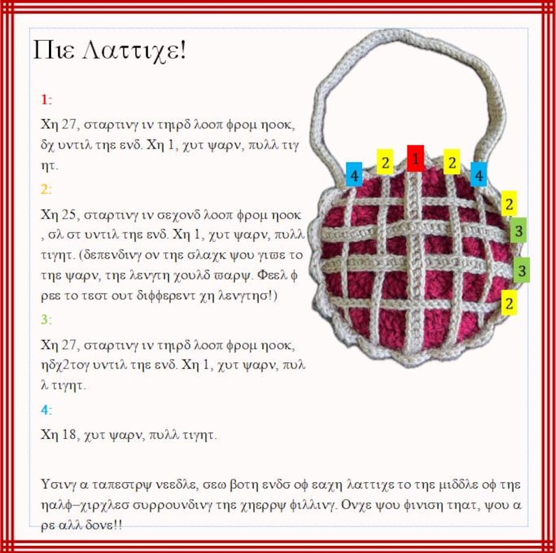 Cherry Pie Bag PDF PATTERN, Fruit Crochet Tote Bag, Easy Knitted Purse ...