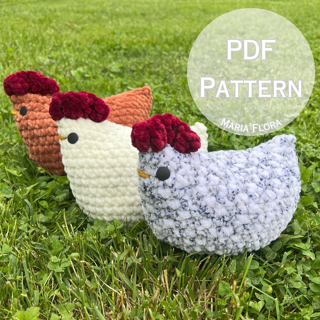 Chicken Plushie PDF Pattern, Crochet Chicken Stuffed Animal, Amigurumi ...