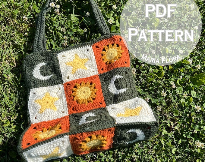 Sun and Moon Tote Bag Crochet PDF PATTERN Intermediate english - Etsy Canada