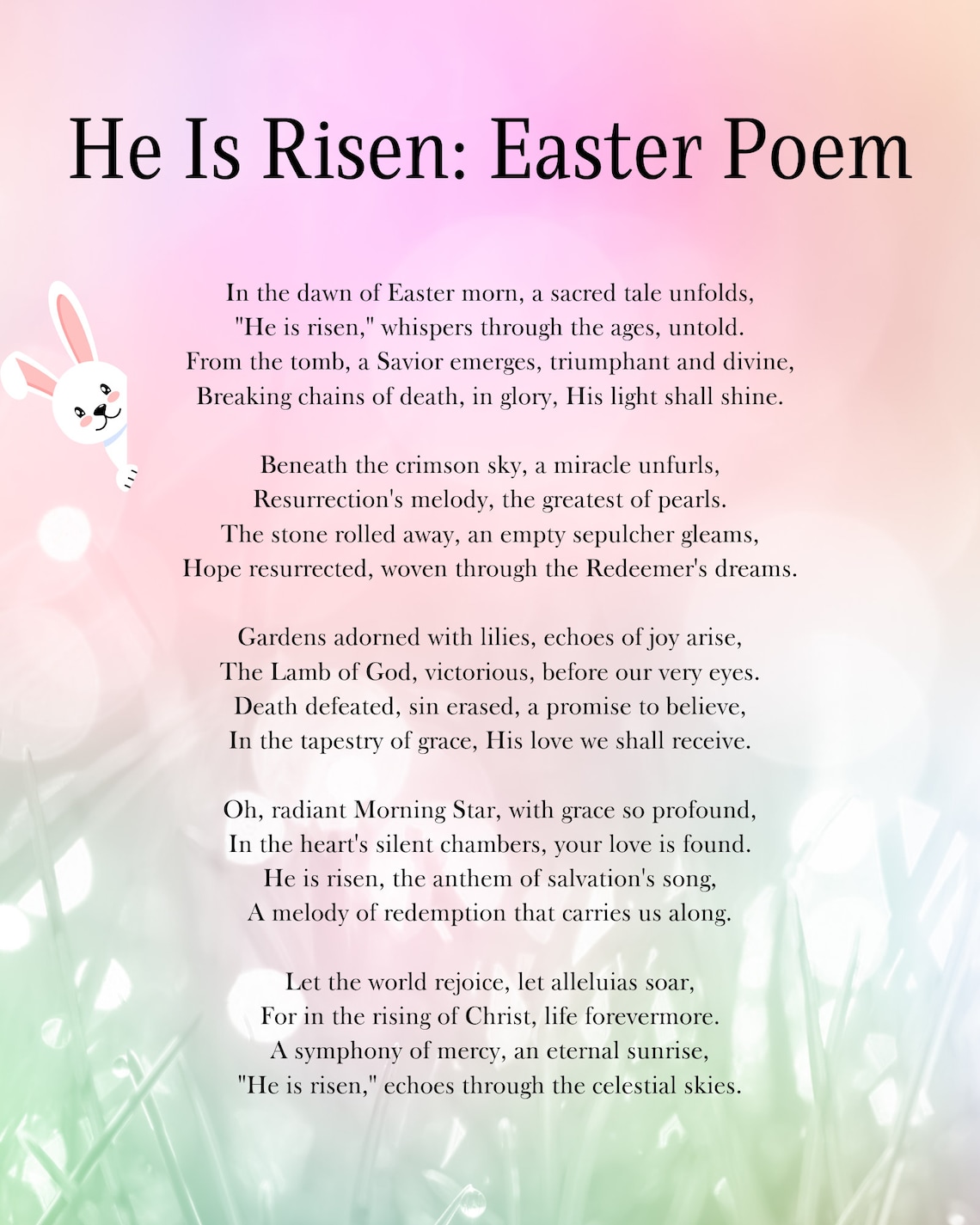 He is Risen: Easter Poem - Etsy