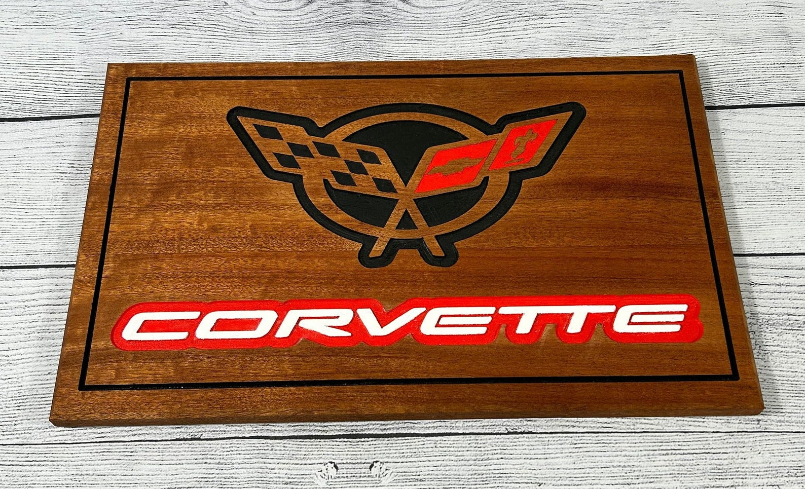 Corvette Sign Car Enthusiast C5 Corvette Badge Wall Art Man Cave Sign ...